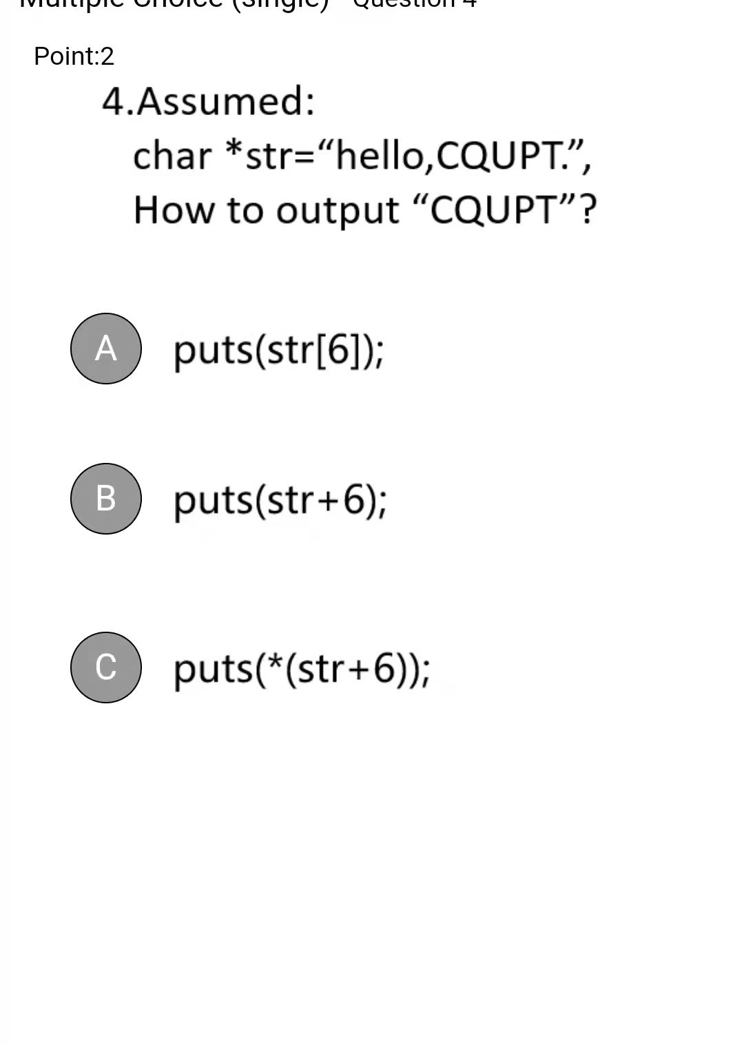 Solved Point:2 4.Assumed: char *str= Solved Point:2 4.Assumed: char *str=