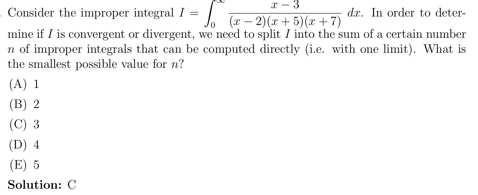 Solved Consider The Improper Integral