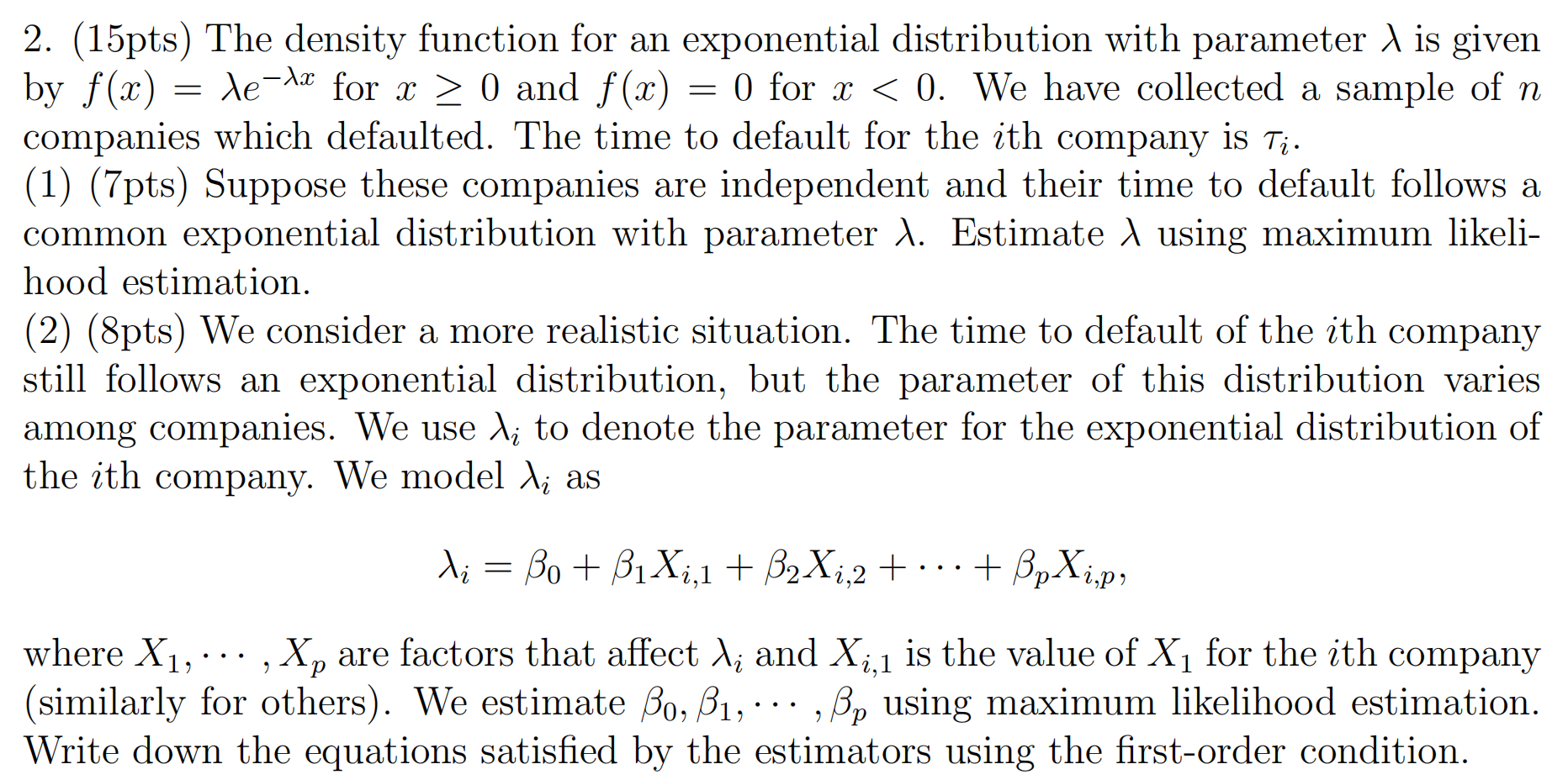 Solved The density function for an exponential distribution | Chegg.com