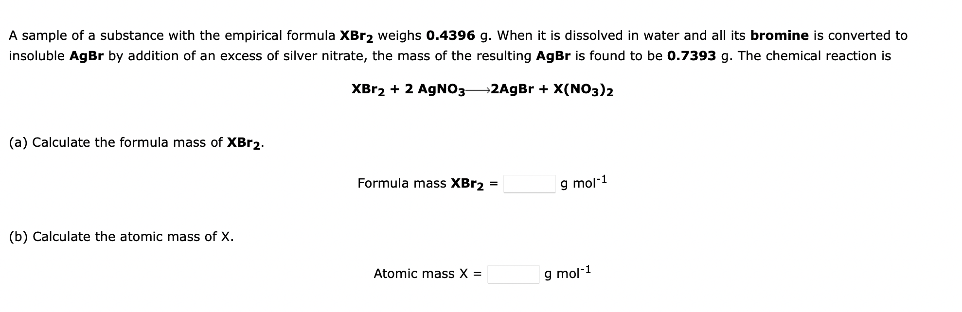 Solved A sample of a substance with the empirical formula | Chegg.com