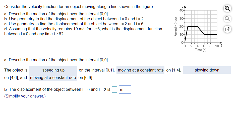 Solved Consider the velocity function for an object moving | Chegg.com