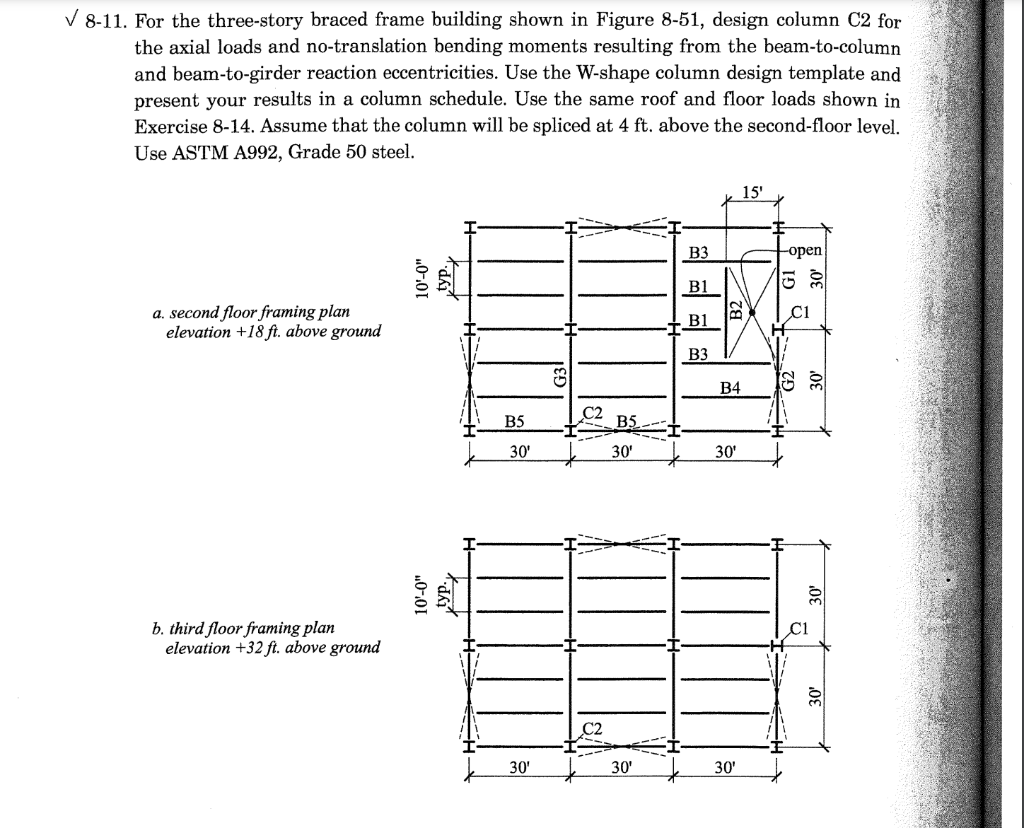 -11. For the three-story braced frame building shown | Chegg.com