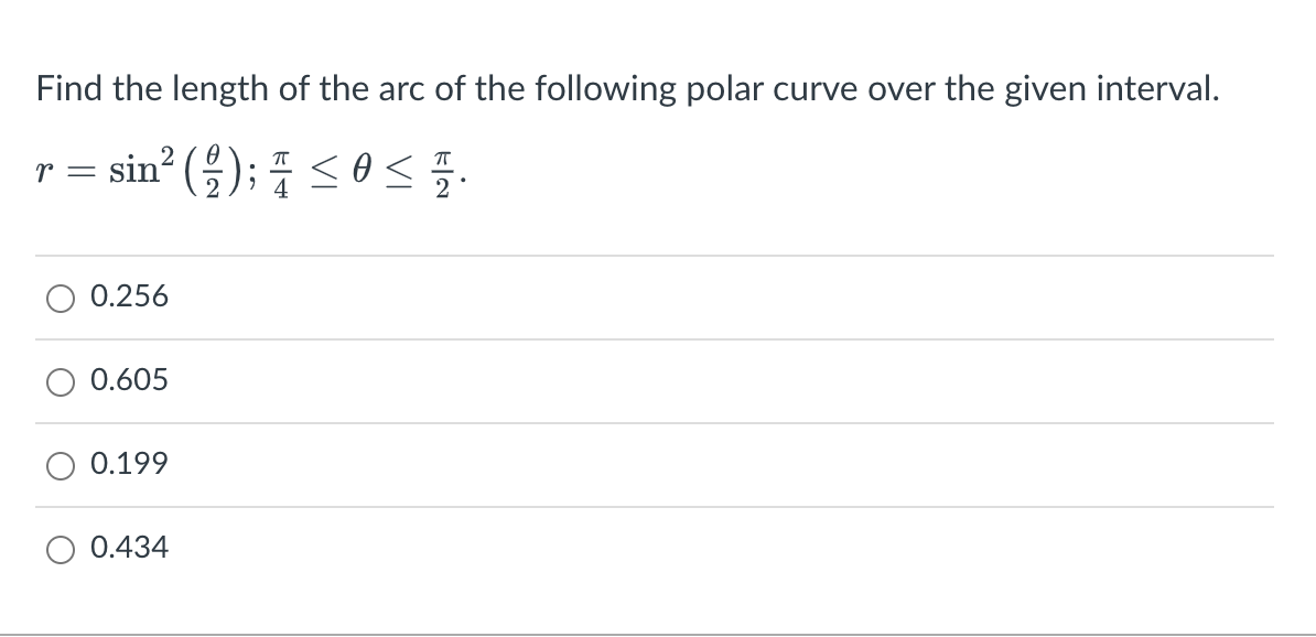 Solved Find the length of the arc of the following polar | Chegg.com