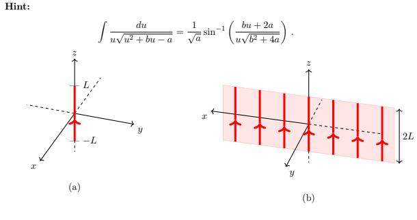 Solved A current line I of length 2L flows on the | Chegg.com