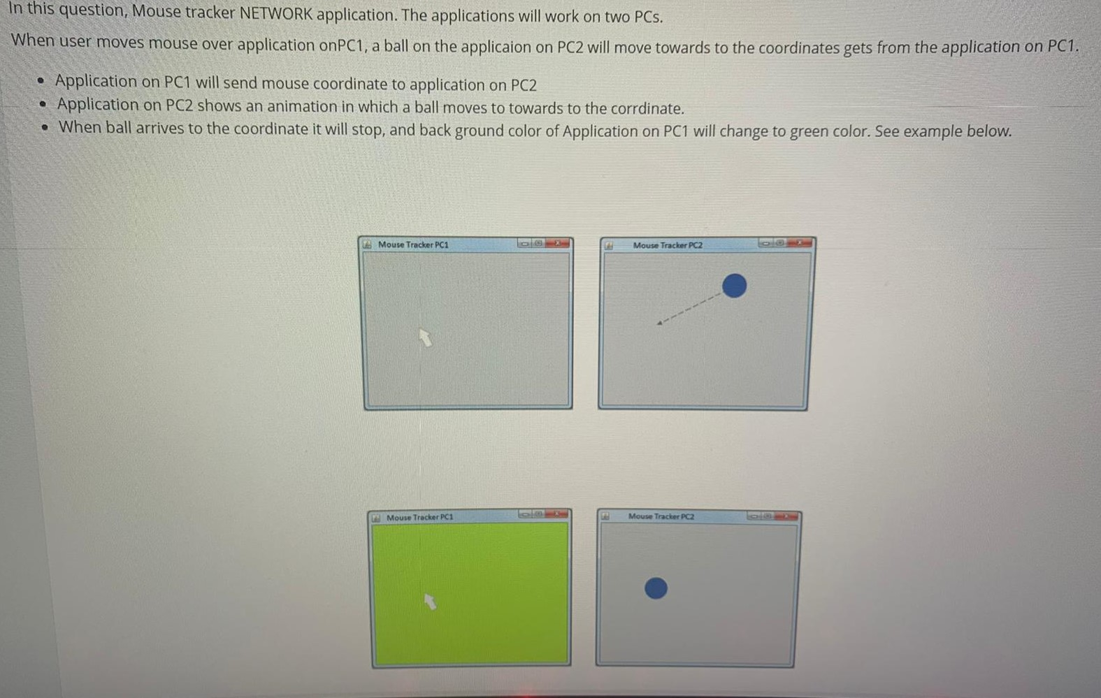 In this question, Mouse tracker NETWORK application. | Chegg.com