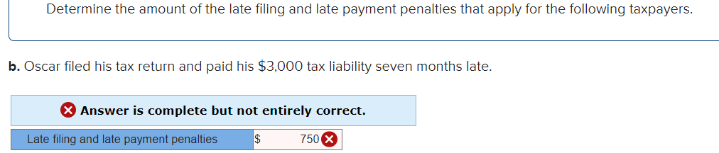 Solved Determine the amount of the late filing and late | Chegg.com