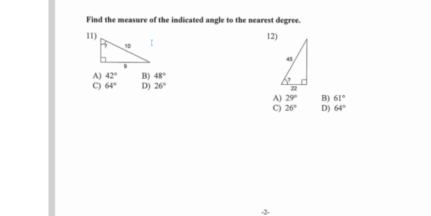 Solved 11) Find the measure of the indicated angle to the | Chegg.com