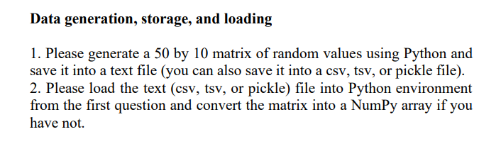 Solved Data generation, storage, and loading 1. Please | Chegg.com