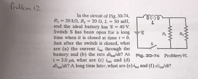 Solved In the circuit of Fig. 30-74, R_1 = 20 k Ohm, R_2 = | Chegg.com