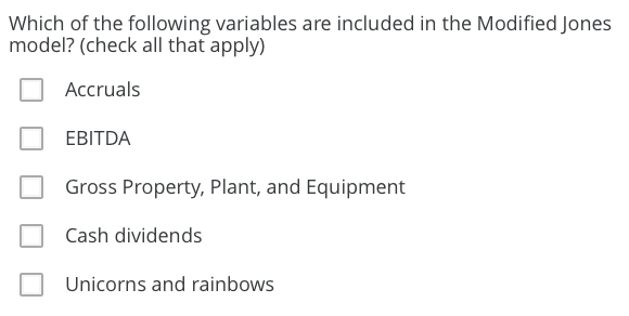 Solved Which of the following variables are included in the | Chegg.com