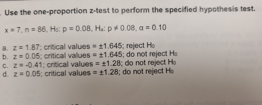 Solved - Use the one-proportion z-test to perform the | Chegg.com