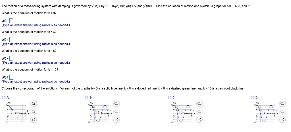 Solved The motion of a mass-spring system with damping is | Chegg.com