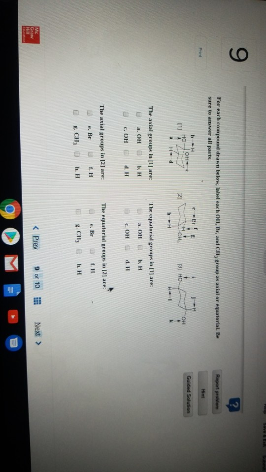 Solved For each compound drawn below, label each OH, Br, and | Chegg.com