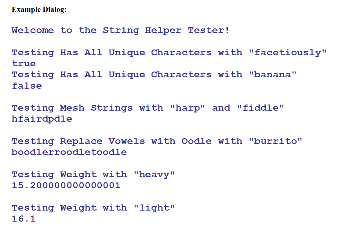 Solved String Helper Objective Write A Program That Creates 0123