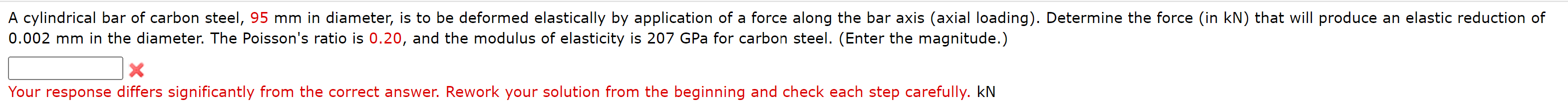 Solved A cylindrical bar of carbon steel, 95 mm in diameter, | Chegg.com
