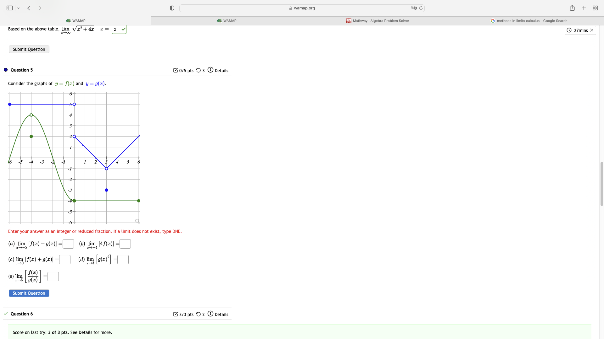 Solved Consider the graphs of y=f(x) and y=g(x). Enter your | Chegg.com