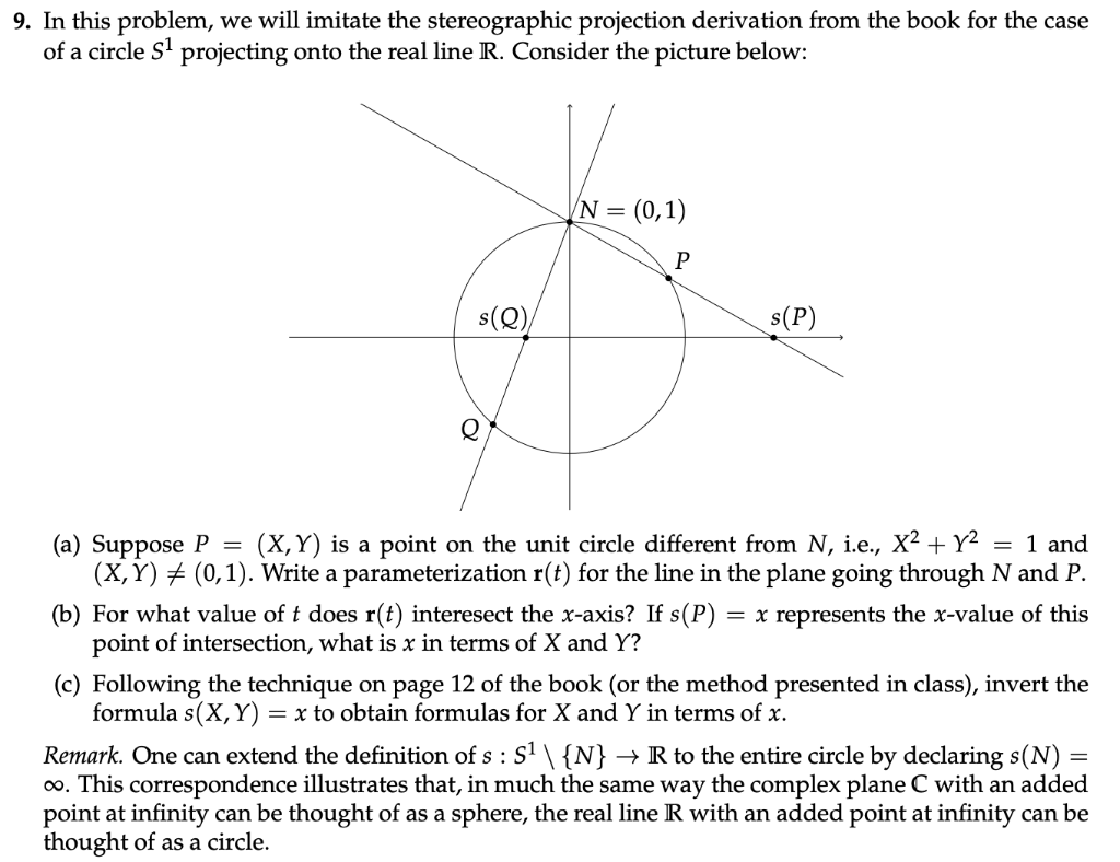 9. In this problem, we will imitate the stereographic | Chegg.com
