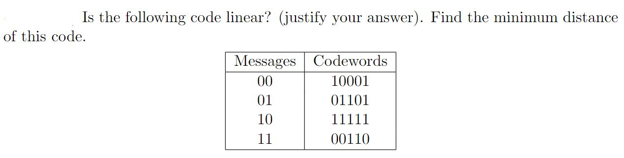 Solved Is the following code linear? (justify your answer). | Chegg.com