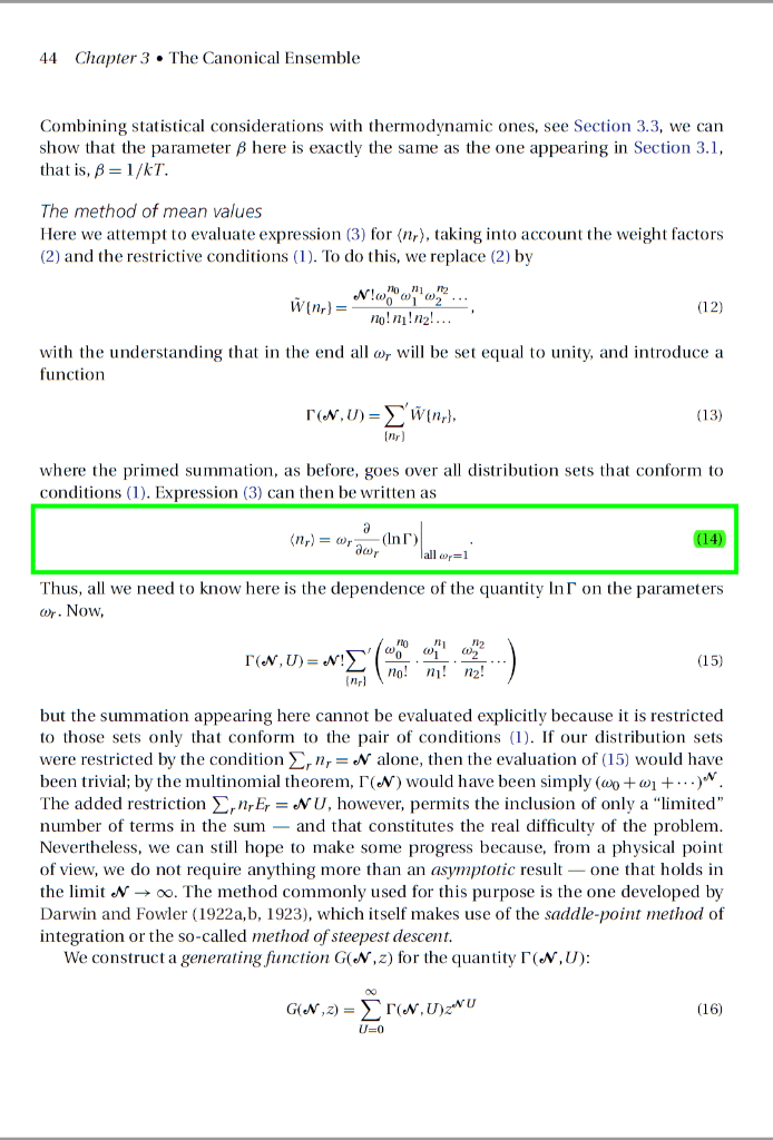 44 Chapter 3 The Canonical Ensemble Combining | Chegg.com
