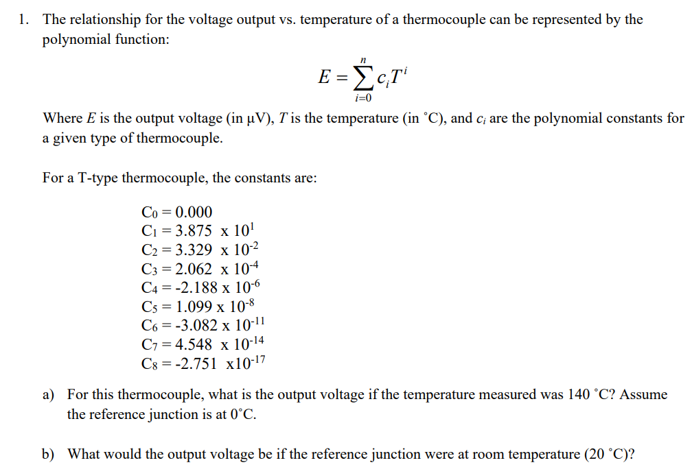 Solved The relationship for the voltage output vs. | Chegg.com