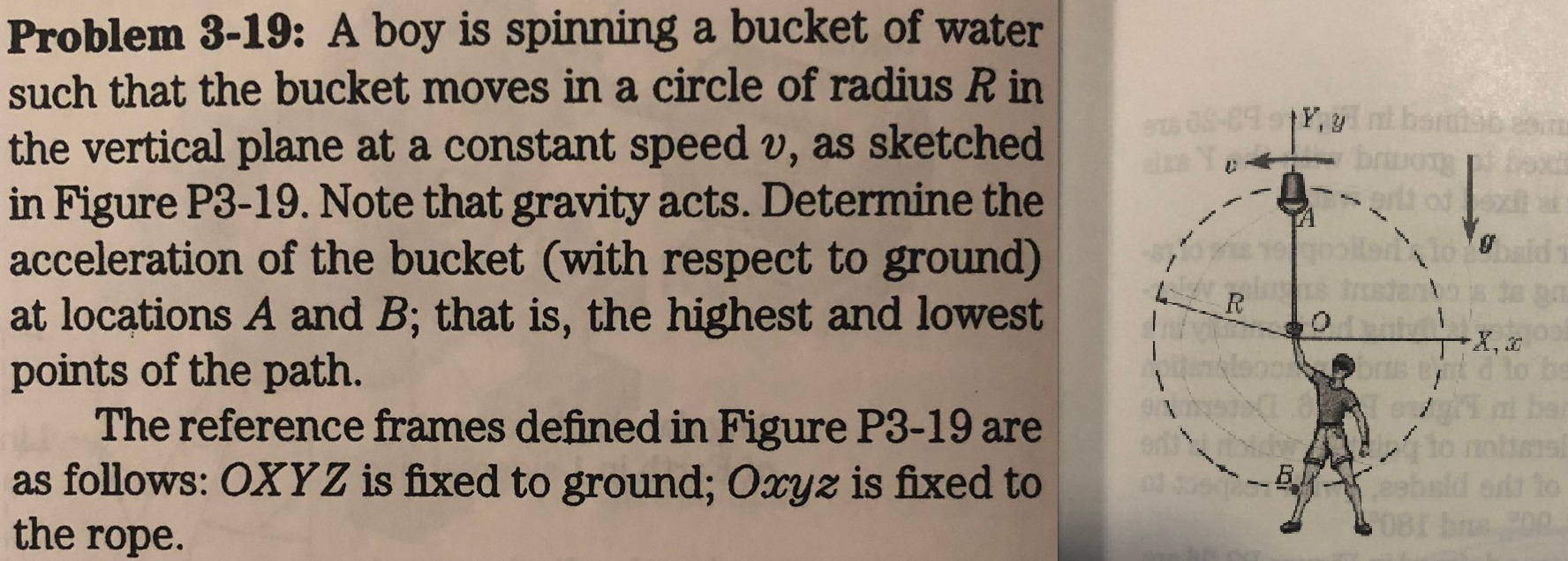 Solved Į Problem 3-19: A boy is spinning a bucket of water | Chegg.com