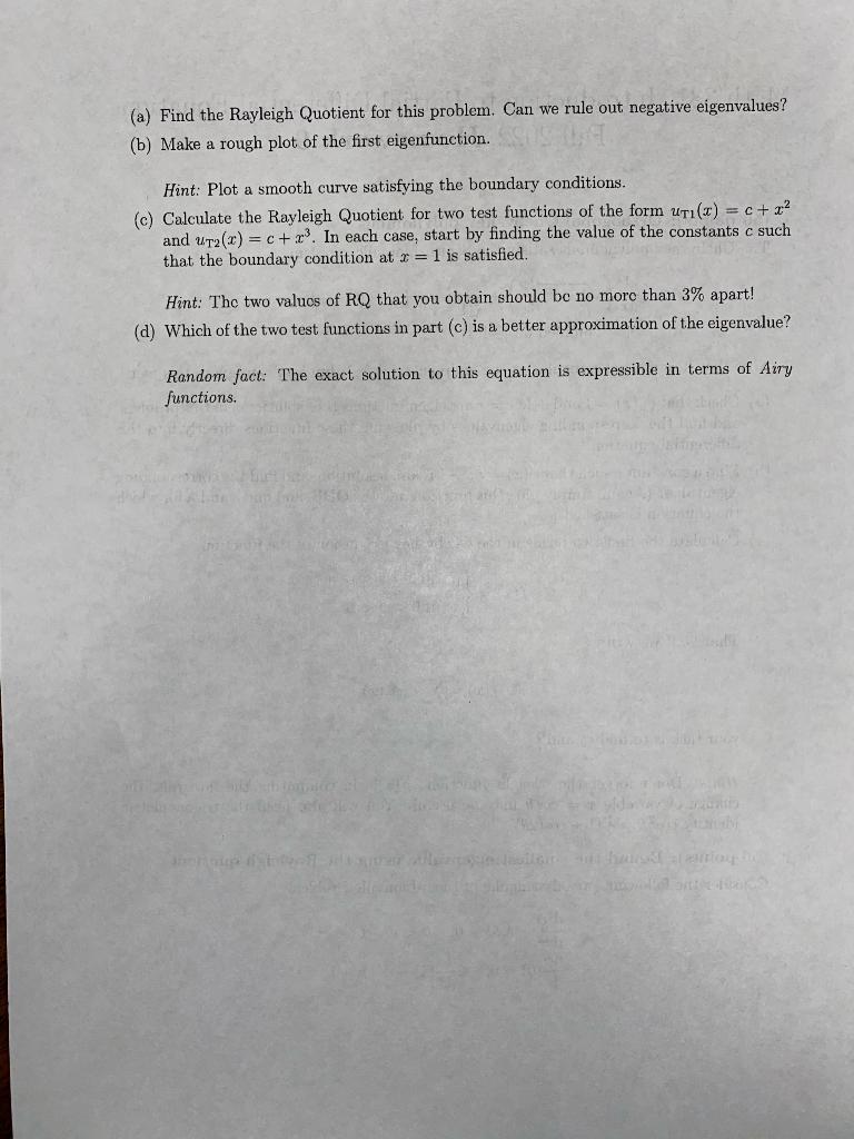 Question 2: Bound the smallest eigenvalue using the | Chegg.com
