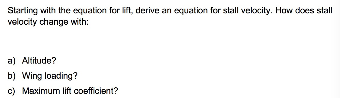 Starting with the equation for lift, derive an | Chegg.com