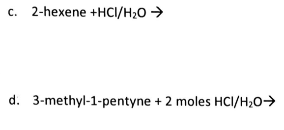 Solved Practice problems for Markovnikov addition of water | Chegg.com