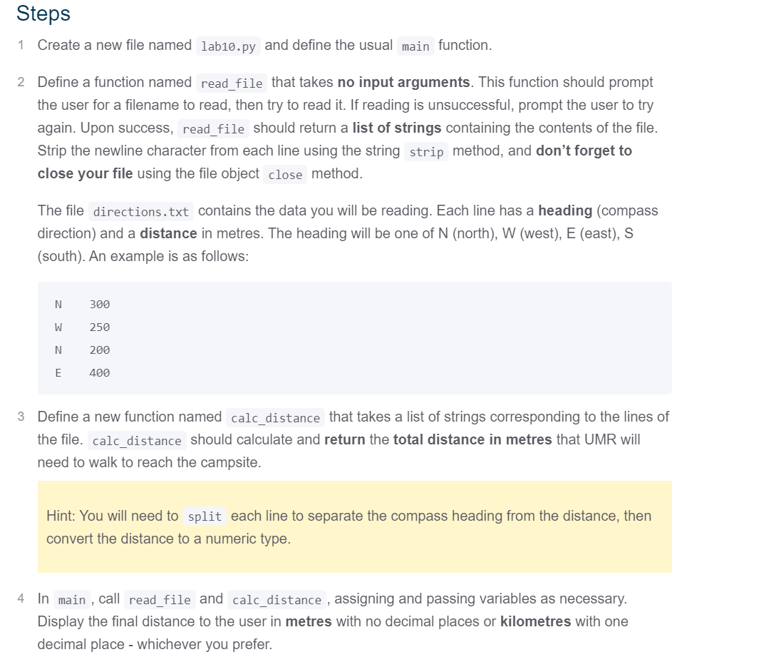 Solved Steps 1 Create A New File Named Lab10 Py And Define