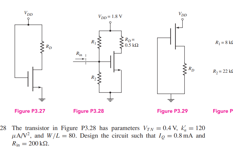 Solved R1=8kS R2=22kS rigure rs.LI Figure P3.29 Figure P 8 | Chegg.com
