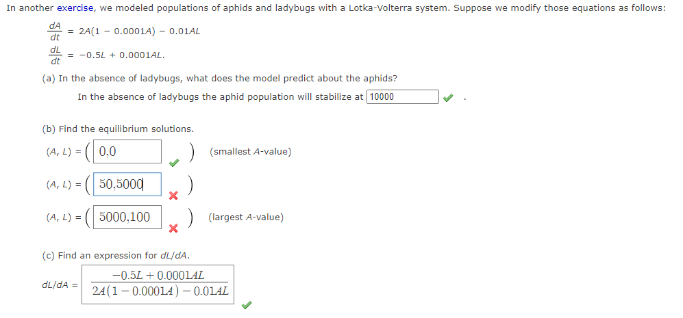 Solved In another exercise, we modeled populations of aphids | Chegg.com