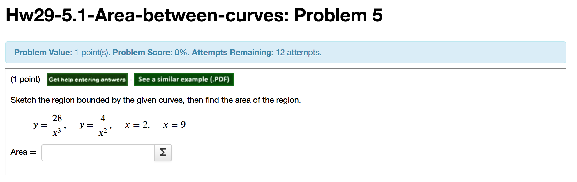 Solved Hw29-5.1-Area-between-curves: Problem 5 Problem | Chegg.com