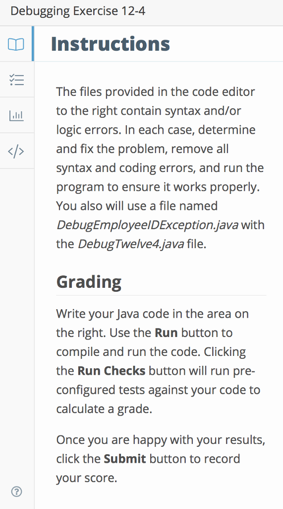 Solved Debugging Exercise 12 nstructions The files provided | Chegg.com