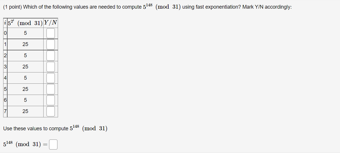 Solved (1 point) Which of the following values are needed to | Chegg.com