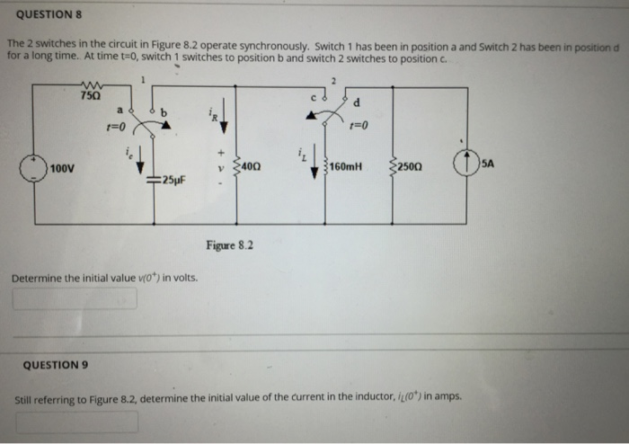 Solved QUESTION8 The 2 switches in the circuit in Figure 8.2 | Chegg.com