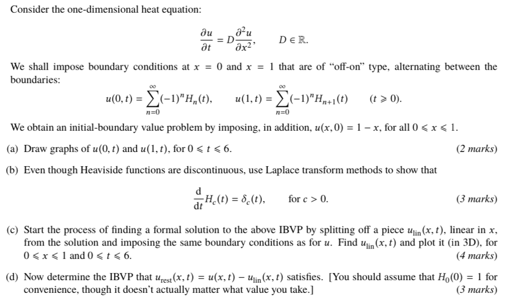 Solved Consider the one-dimensional heat equation lu lul DER | Chegg.com