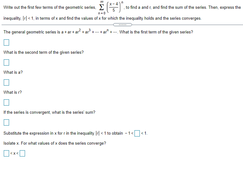 Solved Write out the first few terms of the geometric | Chegg.com