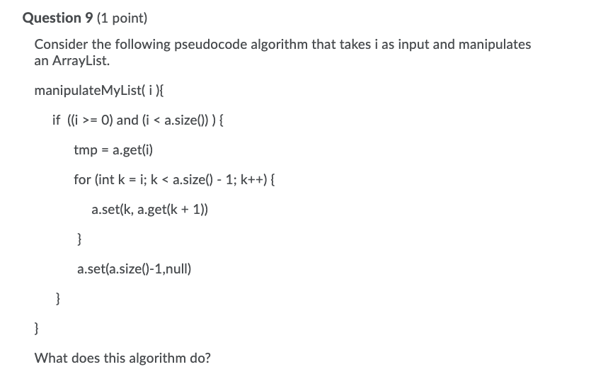 Solved Question 9 (1 point) Consider the following | Chegg.com Solved Question 9 (1 point) Consider the following | Chegg.com