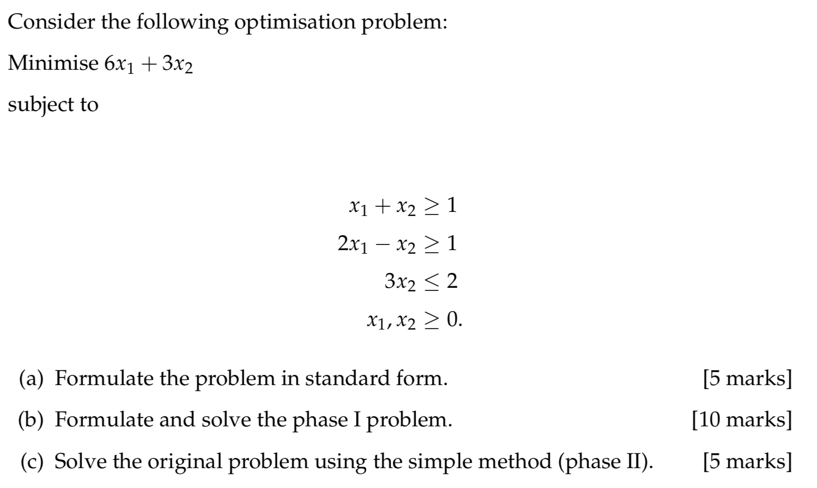 Solved Consider the following optimisation problem: Minimise | Chegg.com