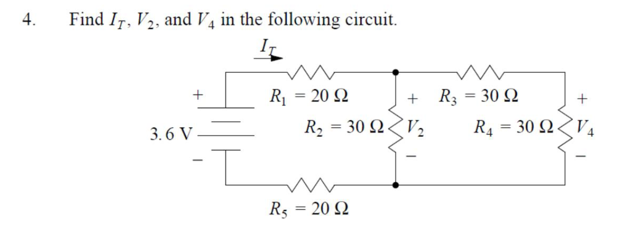 Solved 4. Find IT,V2, and V4 in the following circuit. | Chegg.com