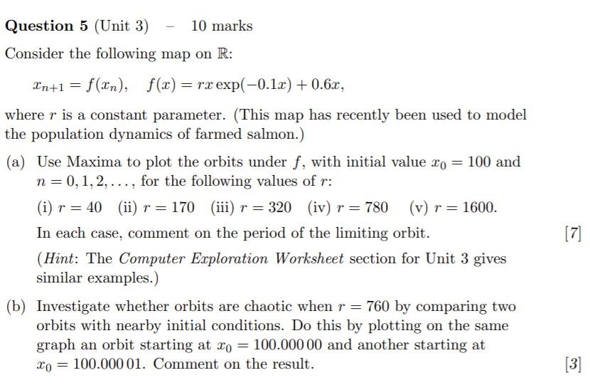 Solved Question 5 (Unit 3) 10 marks Consider the following | Chegg.com