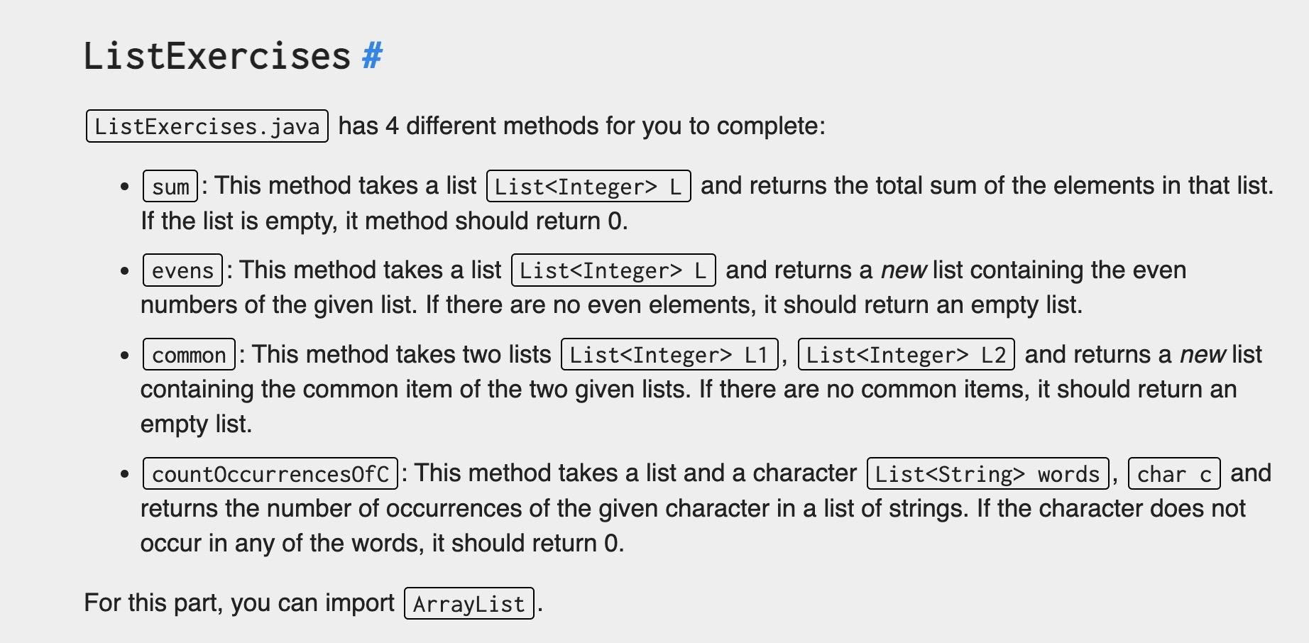 Solved ListExercises \# has 4 different methods for you to | Chegg.com