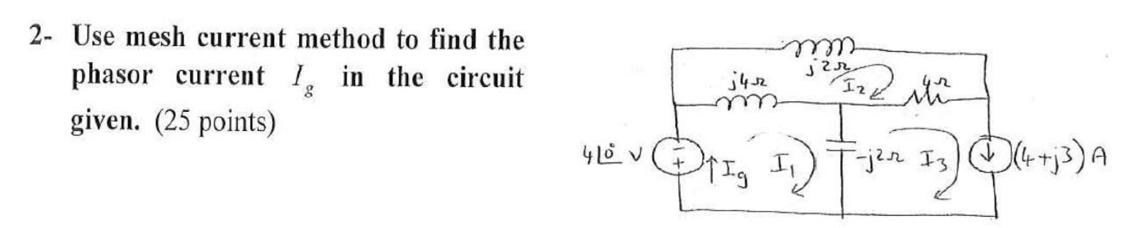 Solved 2- Use mesh current method to find the phasor | Chegg.com