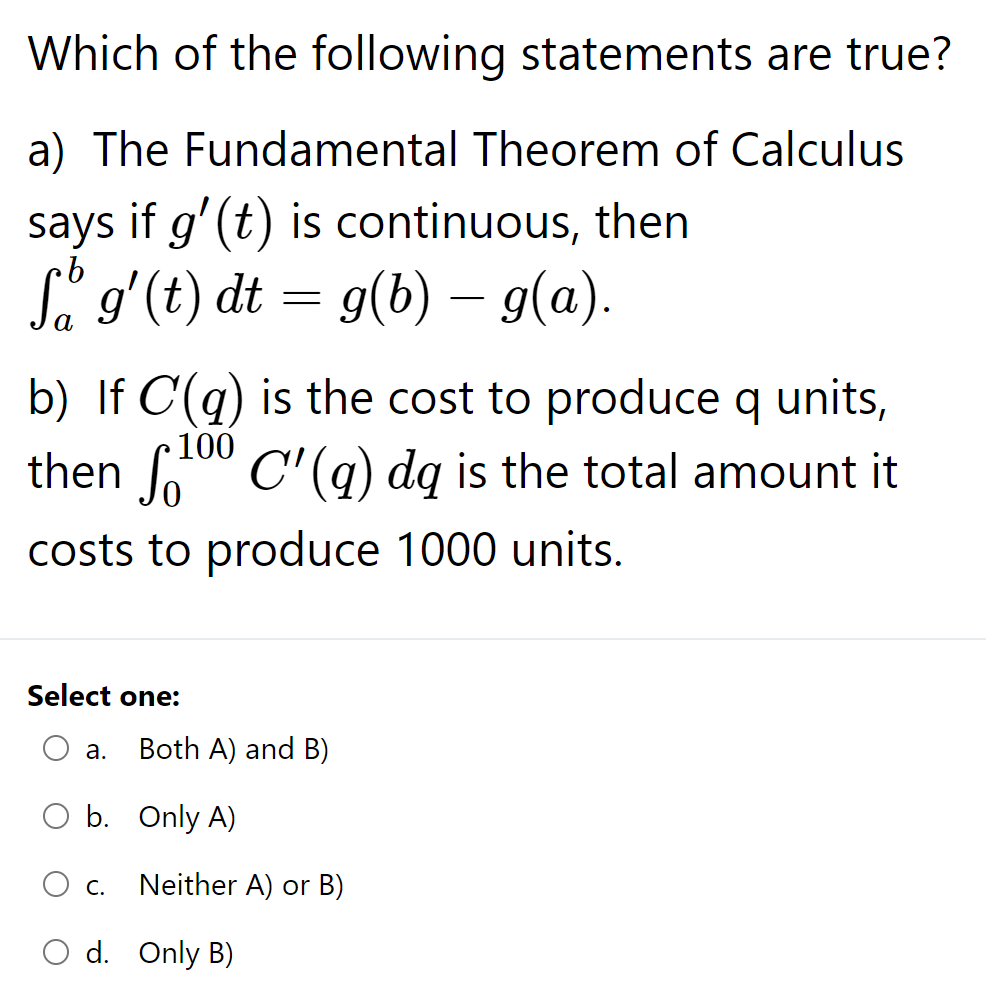 Solved Which of the following statements are true? a) The | Chegg.com