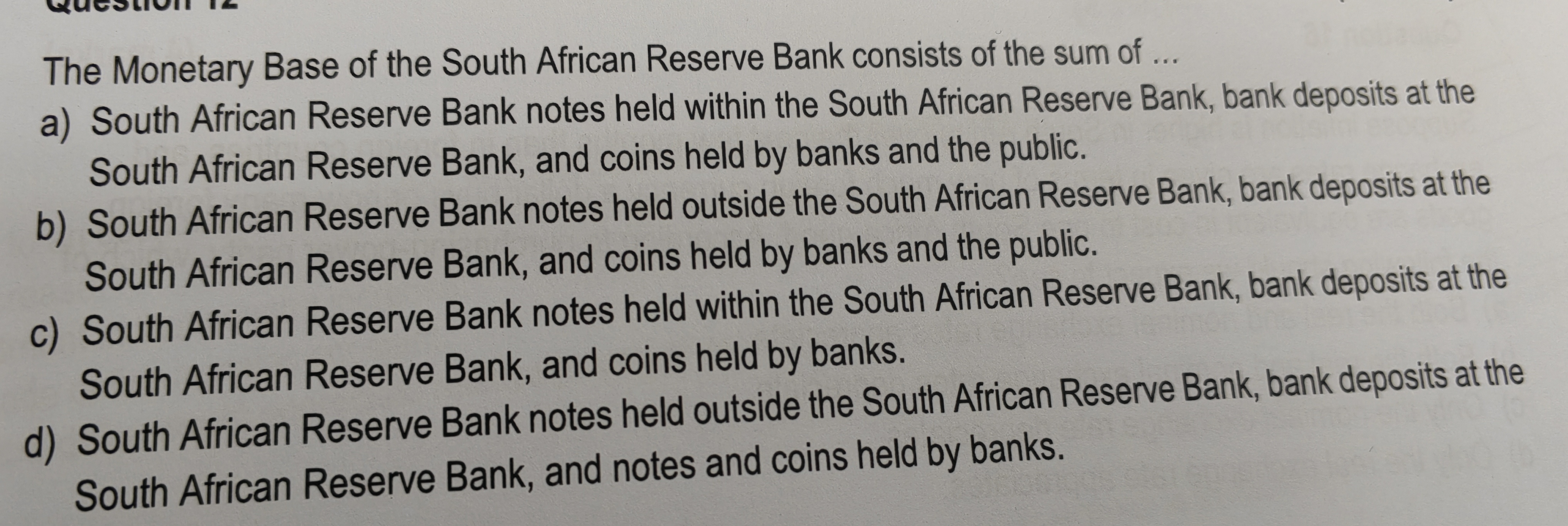 Solved The Monetary Base of the South African Reserve Bank | Chegg.com