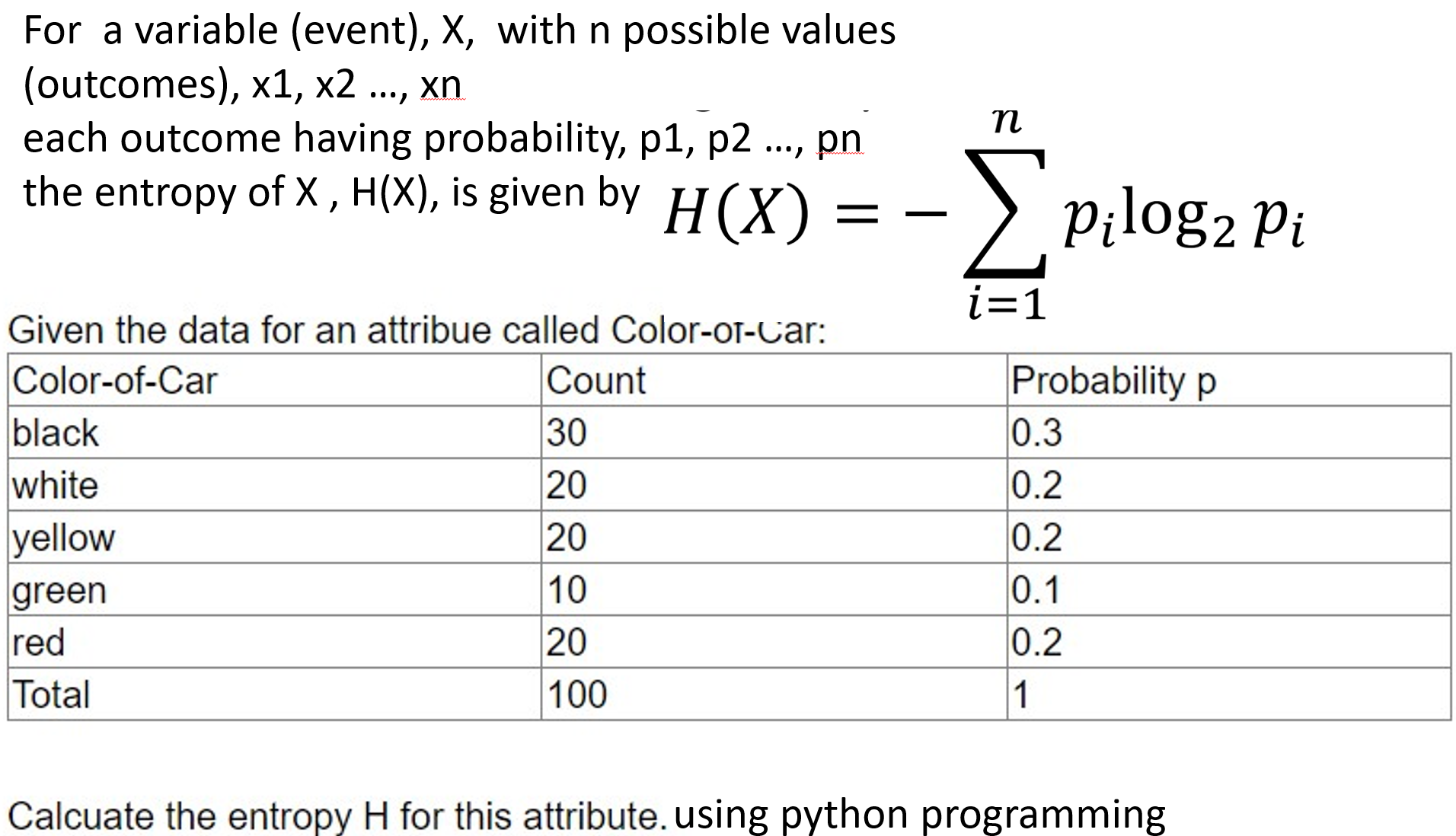 Solved For A Variable Event X With N Possible Values 0541