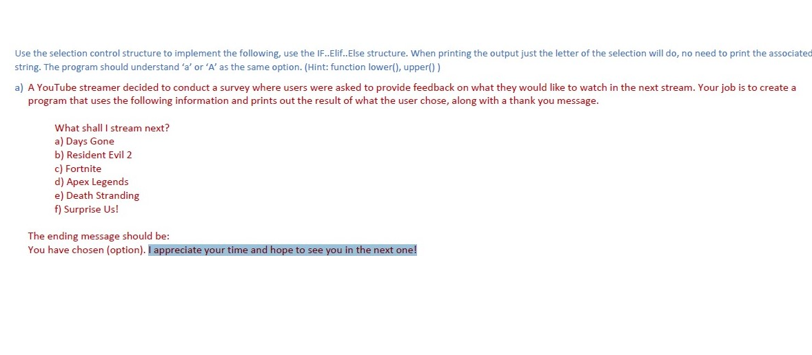 Solved Use the selection control structure to implement the | Chegg.com