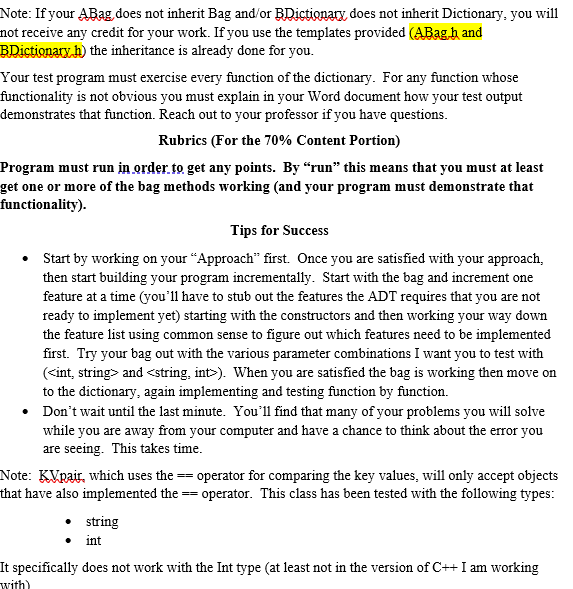 PROGRAMMING BAG DICTIONARY ASSIGNMENT INSTRUCTIONS | Chegg.com