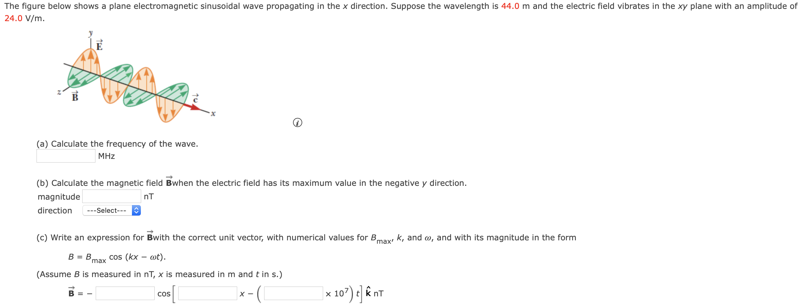 Solved The figure below shows a plane electromagnetic | Chegg.com