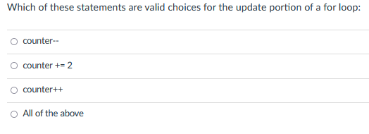 Solved Which of these statements are valid choices for the | Chegg.com